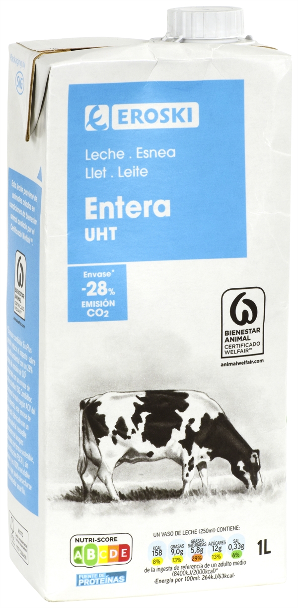 EROSKI LECHE ENTERA UHT : análisis y opiniones | OCU
