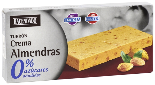 HACENDADO (MERCADONA) TURRÓN CREMA DE ALMENDRAS 0% AZÚCARES AÑADIDOS ...