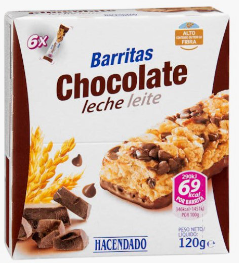 HACENDADO (MERCADONA) BARRITAS CHOCOLATE LECHE : análisis y opiniones | OCU