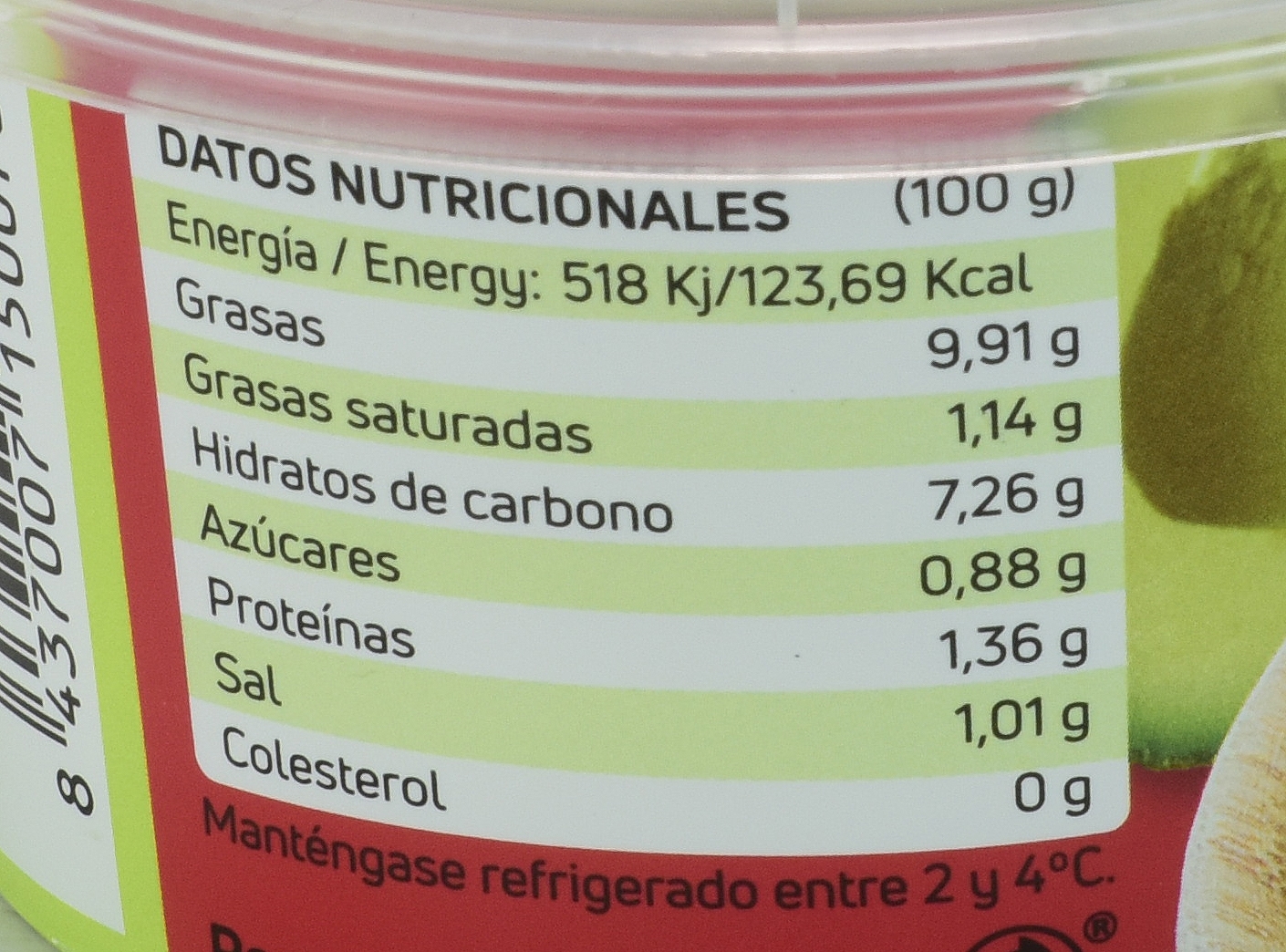 Valor nutricional de FRUDEL GUACAMOLE SABOR CARIBE CON UN TOQUE PICANTE ...